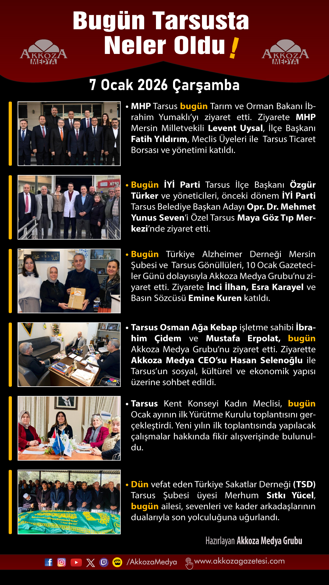 Bugün Tarsus’ta Neler Oldu? 7 Ocak 2026 Çarşamba » Akkoza Gazetesi ...