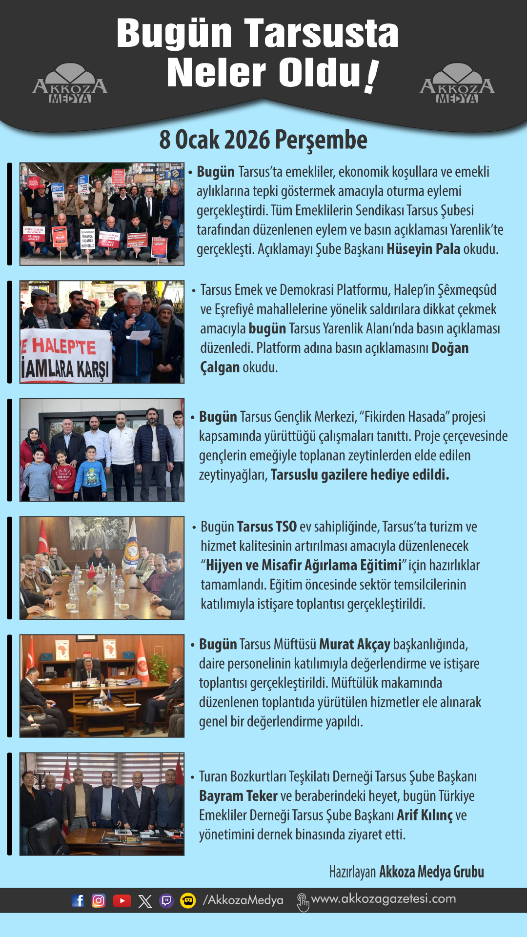 Bugün Tarsus’ta Neler Oldu? 8 Ocak 2026 Perşembe » Akkoza Gazetesi ...